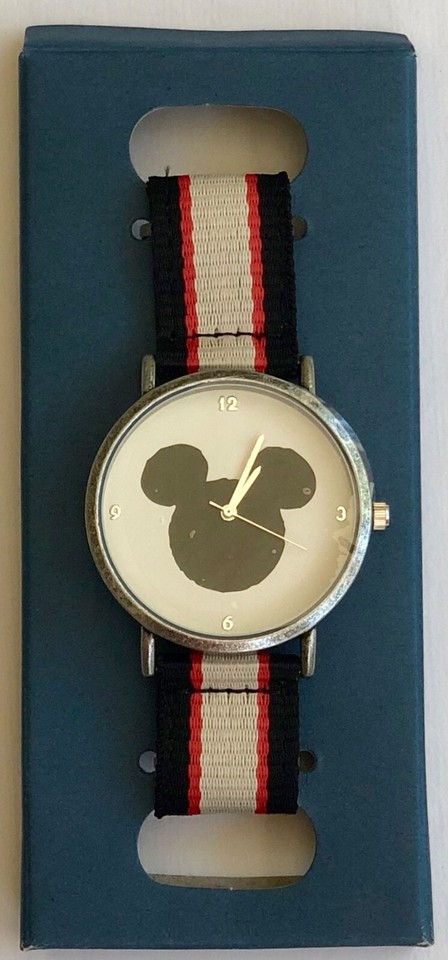 Disney x Junk Food Mickey Mouse Icon Watch Striped Canvas Strap No ...