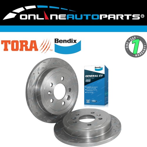 2 Rear Slotted Disc Rotors + Bendix Brake Pads for Falcon AU Series 2+3 4/00~02 | eBay