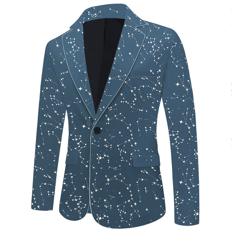 Glitter Mens Star Pattern Velvet Suit Blazer Coat Wedding Party Dinner ...