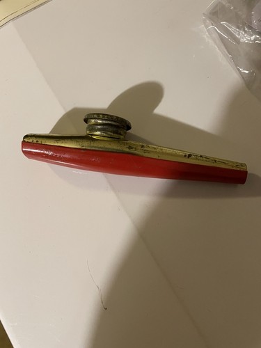 Vintage Metal Kazoo Musical Instrument Co Eden NY Red Gold Hum Flute ...