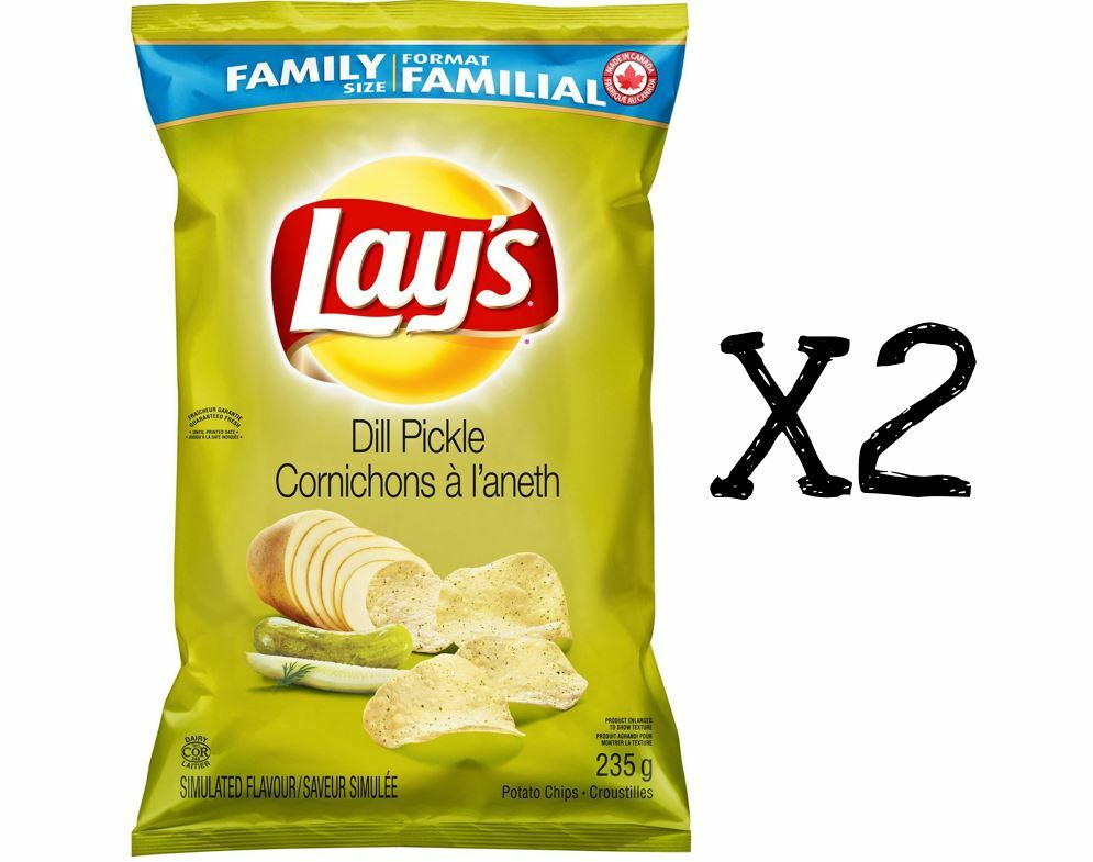 Lays Dill Pickle Chips Large Family Size 235g x2 Bags From Canada Fresh ...