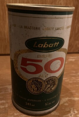 LABATT BIERE 50 ALE 12 OZ STRAIGHT EDGE STEEL BEER CAN Canada. AD | eBay