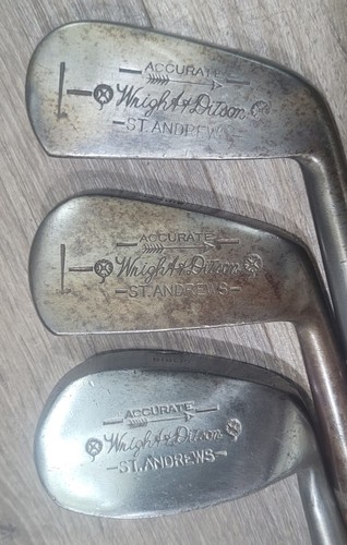 3 Antique Vintage Wright & Ditson St. Andrews Hickory Wood Shaft Golf Clubs | eBay