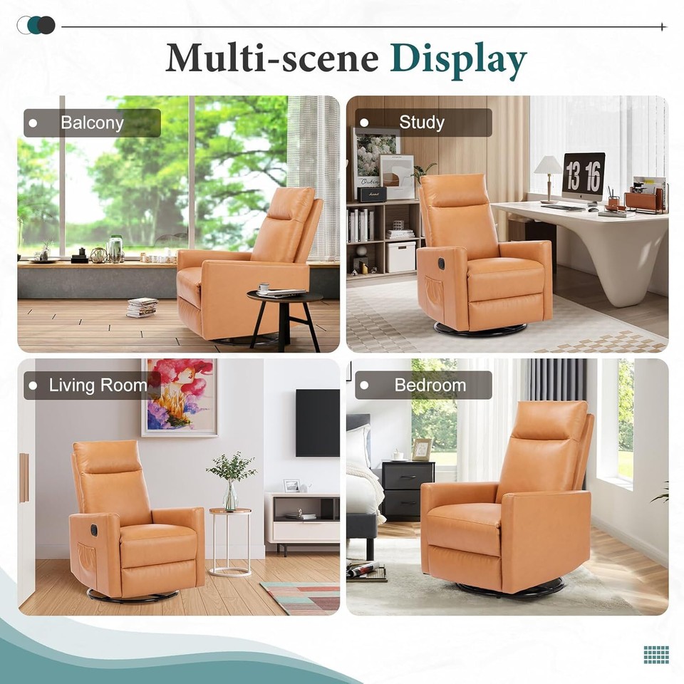 Brown Swivel Rocker Recliner Singer Sofa Manual Bedroom Nursery Glider ...