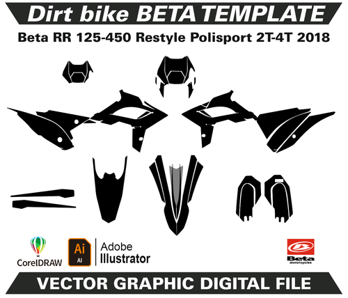 BETA RR 125-450 Polisport 2T-4T 2018 Template Vector Format Ai CDR EPS ...