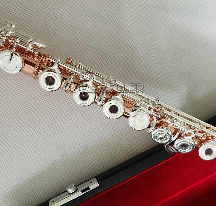 100% Handmade Professional Rose Gold 17 Open hole Flute Offset G Key ...