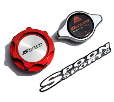 RADIATOR CAP BK + OIL CAP RED FOR HONDA SPOON 2021 CIVIC TYPE R FK8 ...