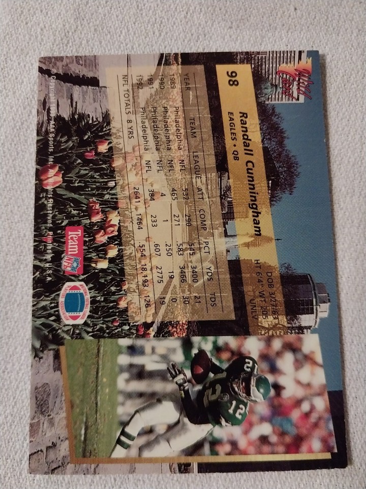 1993 RANDALL CUNNINGHAM WILD CARD SUPER CHROME HOBBY PREFERRED #98 ...