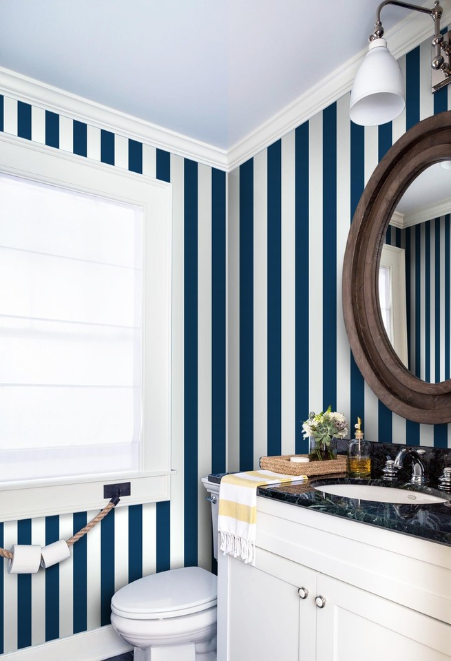 118"x17.7" Blue and White Striped Contact Paper Navy Blue Peel and ...