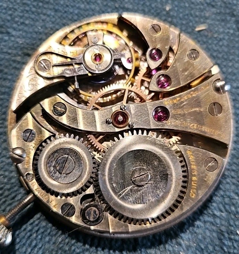 Gruen Semi Thin 17j Open Face Guild 756 Pocket Watch Movement | eBay