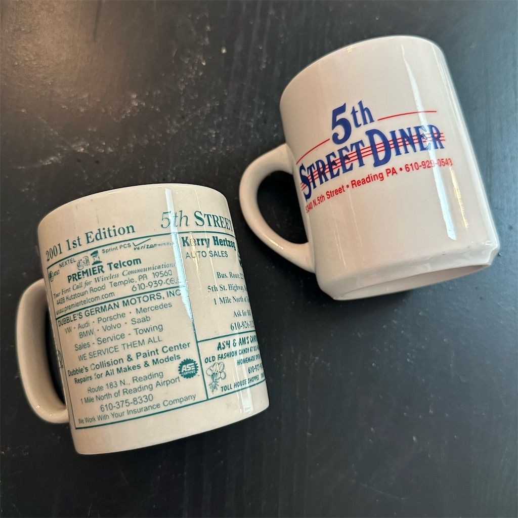 Vintage 5th Street Diner Coffee Mugs Pair Collectible Advertising | eBay