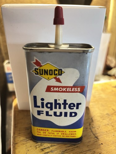 1950's Rarer Version Sunoco Lighter Fluid Can...Sun Oil Company Vintage ...