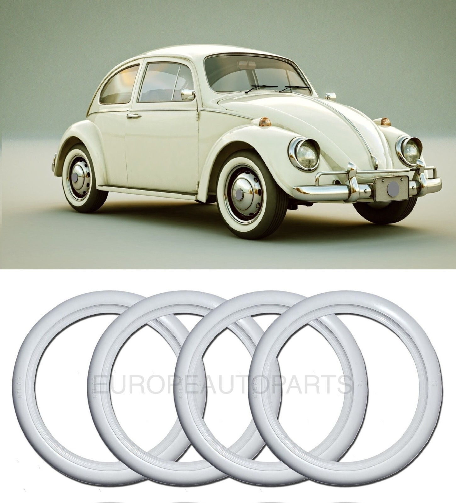 17'' White wall Port-o-wall Topper Rubber Tire Ring Set of 4 Pcs 100% ...