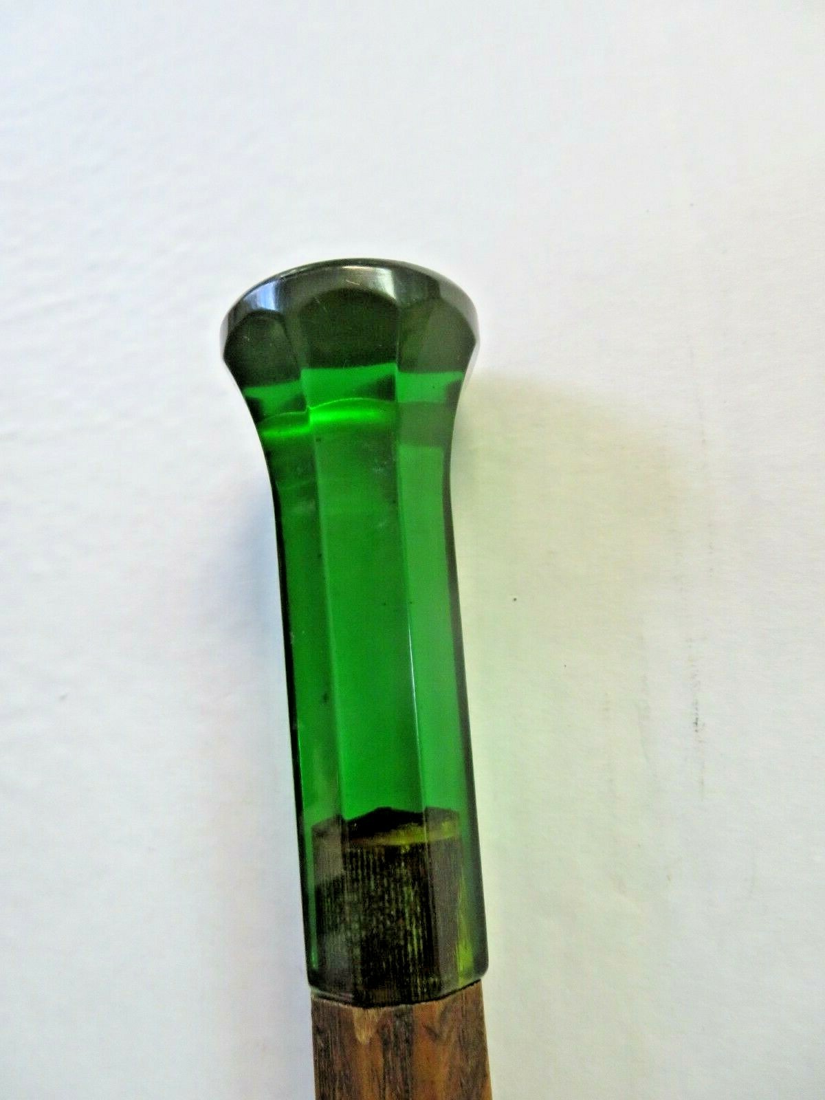Antique Green Bakelite Handle Cane 1900's - Gem