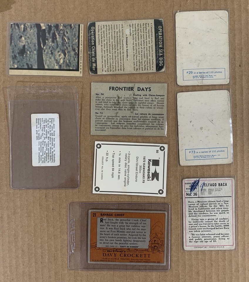 LOT OF 9 VINTAGE TRADING CARDS Davy Crockett, Frontier Days, Alice ...