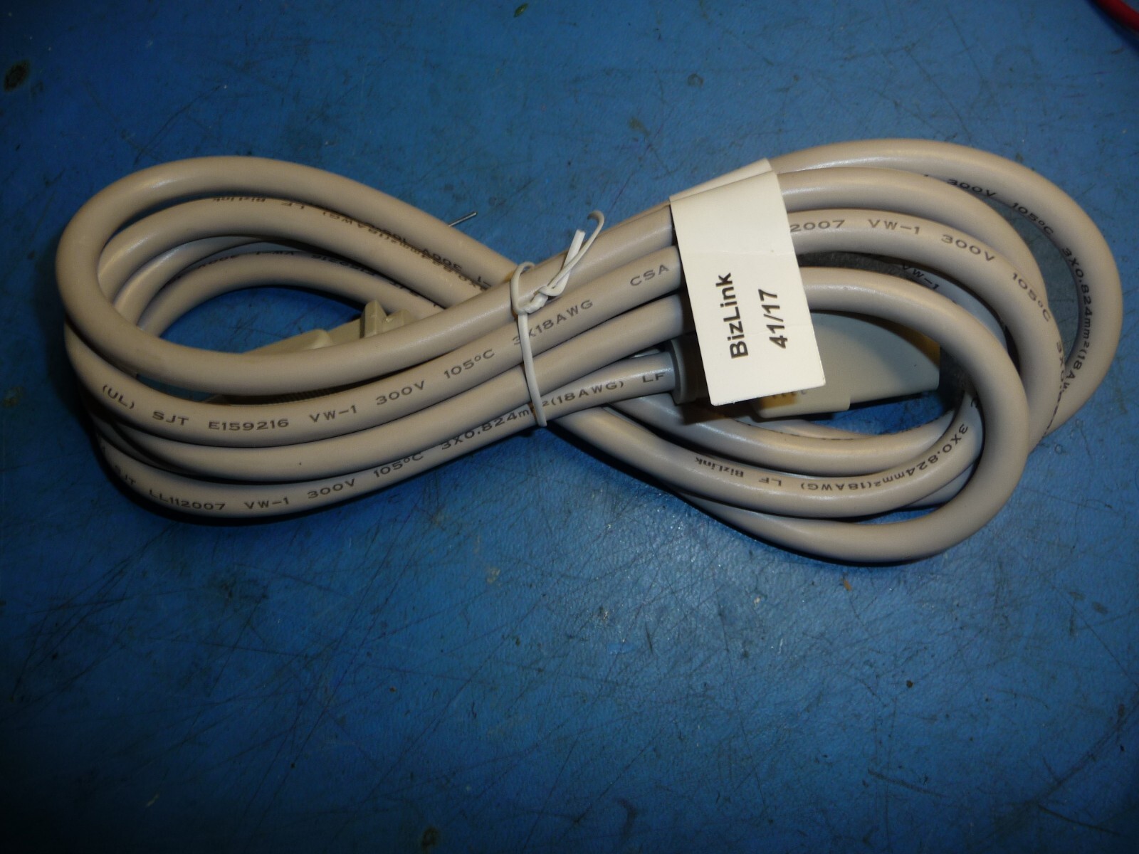 HEAVY DUTY white power cord 3 prong 8ft E159216 300V 105C 3X18AWG ...