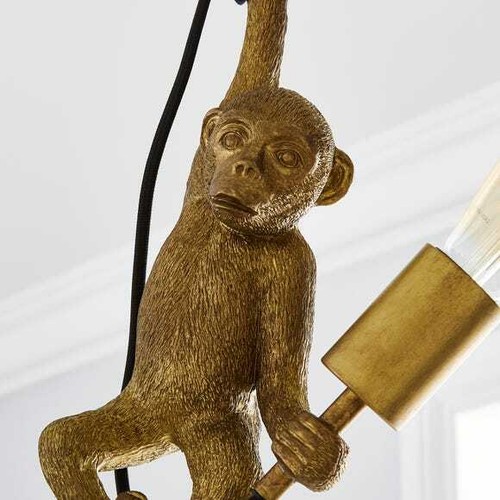 HANGING MONKEY PENDANT LAMP - Gold Metallic Resin Ceiling Light | eBay UK