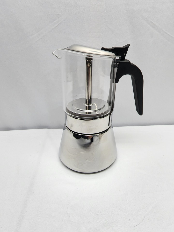 GEESTA Moka Pot Premium Crystal Glass-Top Stovetop Espresso Moka Pot ...