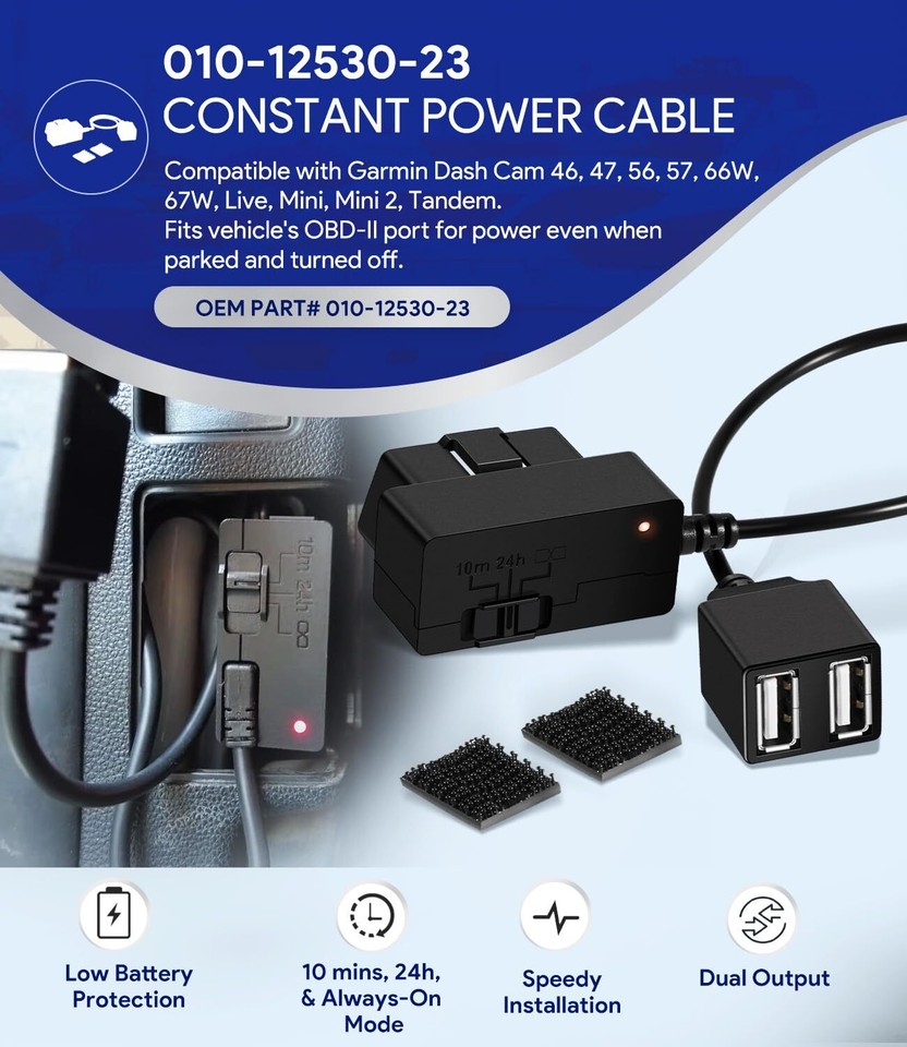 010-12530-23 Constant Power Cable for Garmin Dash Cam 46/47/56/57/66W ...