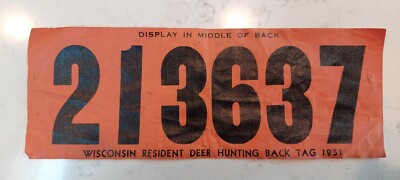 1951 Wisconsin Deer Hunt Hunting Back Tag Leg Tag | eBay
