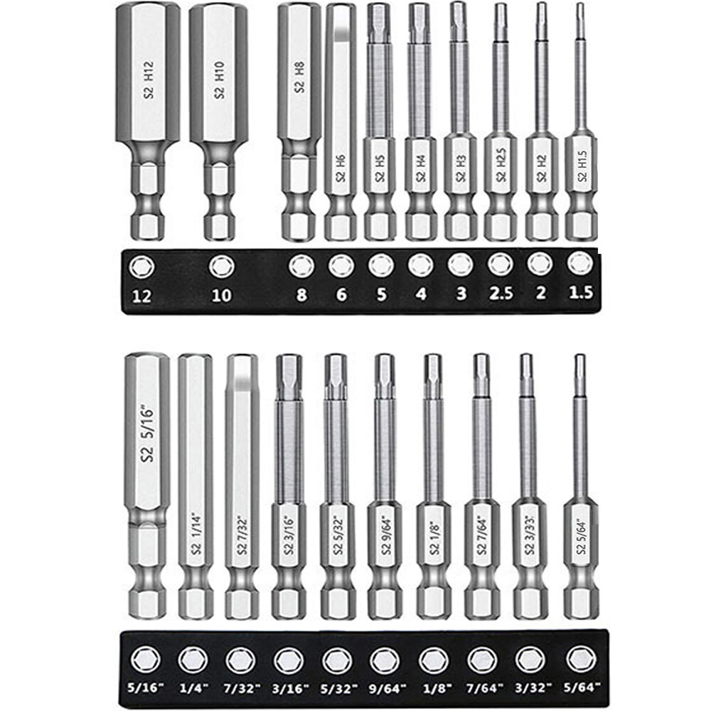 20Pcs 1/4" Magnetic Hex Head Allen Wrench Screwdriver Drill Bit Set ...