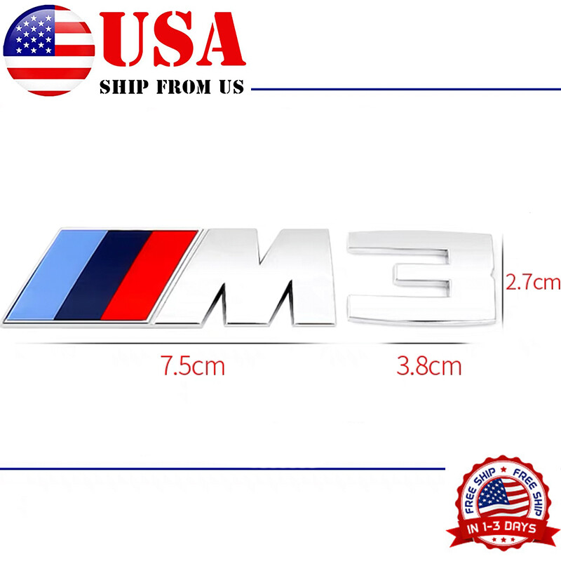 BMW F80 M3 Rear Trunk Chrome Emblem "M3" Decal Badge Logo NEW | eBay