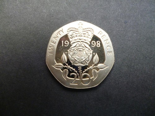 1998 QUEEN ELIZABETH 2ND PROOF 20P COIN CUPRO NICKEL TWENTY PENCE PIECE ...