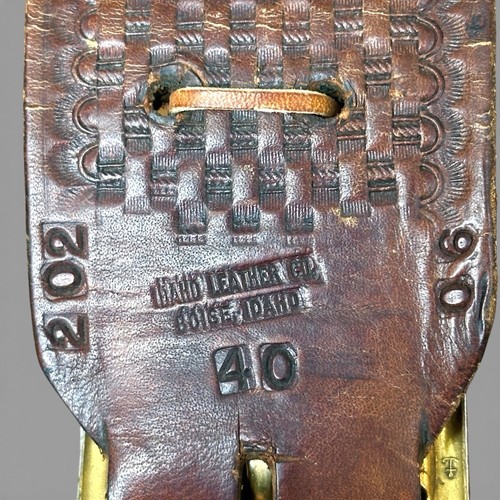 VTG Ammo Belt Idaho Leather Co. Size 36-40 Leather Brass Buckle 24 ...