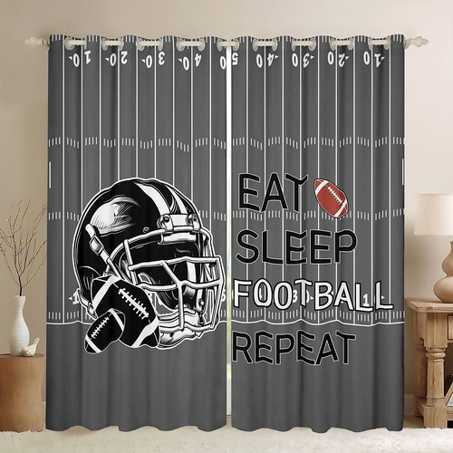 Football 30%-50% Blackout Curtains (2 Panels, 52 x 84 Inch) Cartoon Eat ...