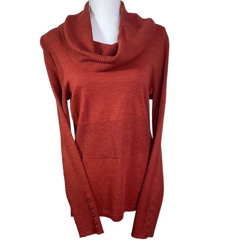 Marisa Christina Italian Merino Wool Sweater Cowl Neck Rust Women Large ...