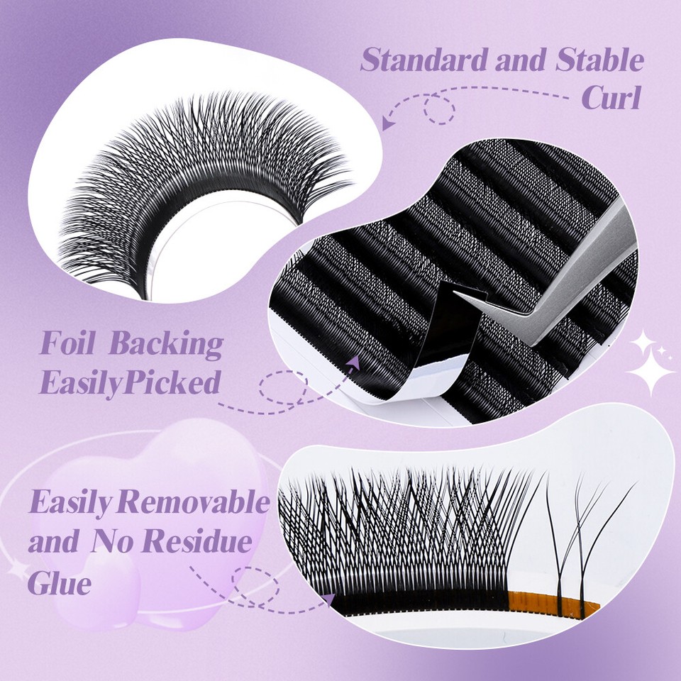 YY Lashes 0.07mm C D Curl Eyelash Extensions Y-Shape Pre Made 2D ...