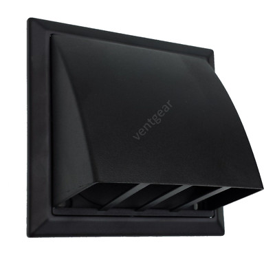 100mm 4" Black Cowl & non return flap - Tumble dryer-Extractor fan ...