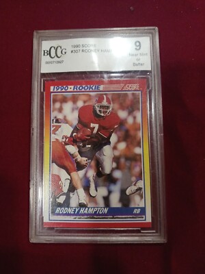 1990 Score Football Rodney Hampton (Rookie Card) (#307) BCCG GM9 BGS9 ...