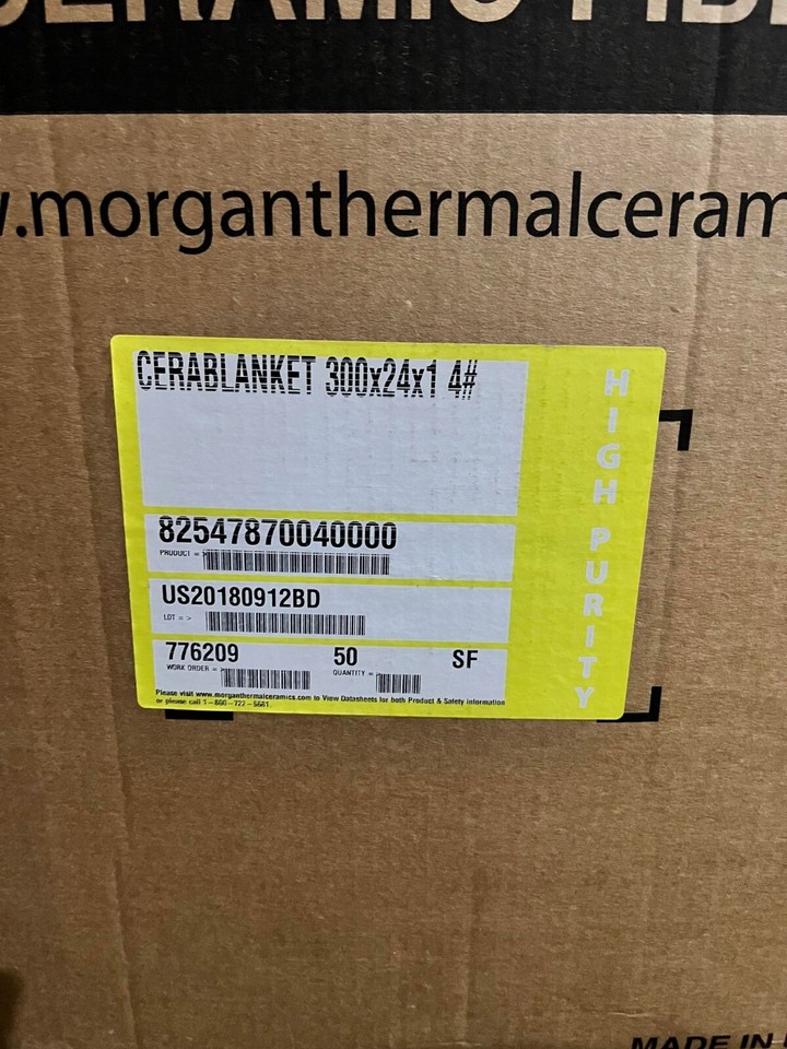 Morgan Thermal Ceramics Cerablanket 300x24x1 4# Ceramic Fiber | eBay