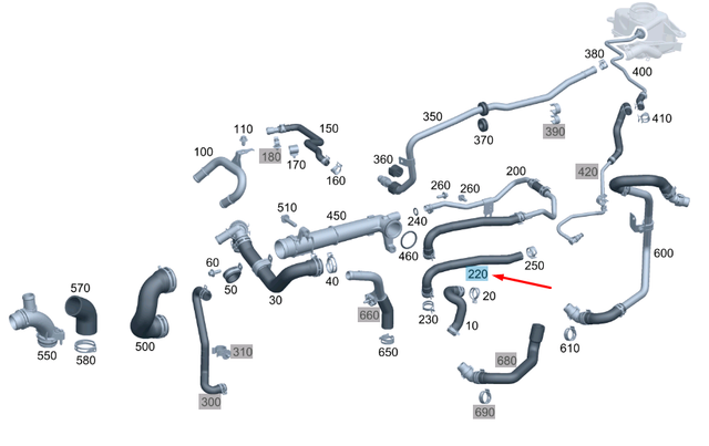 OEM MERCEDES-BENZ C W204 OIL COOLER COOLANT HOSE A2742030382 GENUINE ...