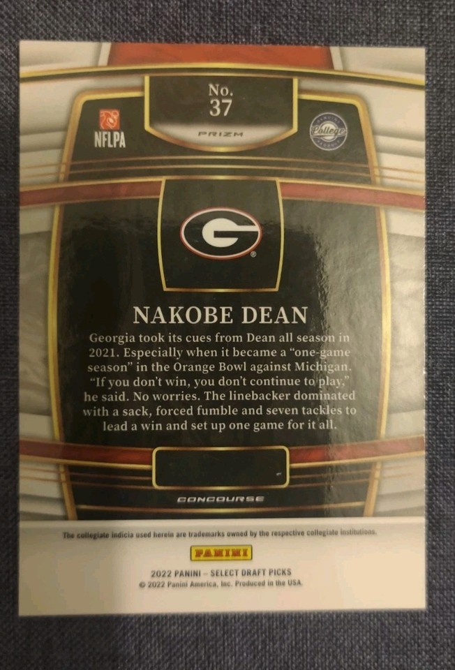 2022 Nakobe Dean Red Lazer Prizm RC #37 | eBay