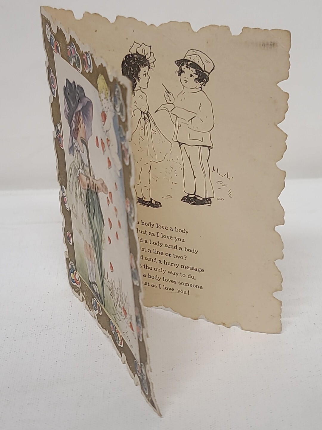 Cupid Umbrella Raining Hearts Vtg Valentine Day Greeting Card I Love ...