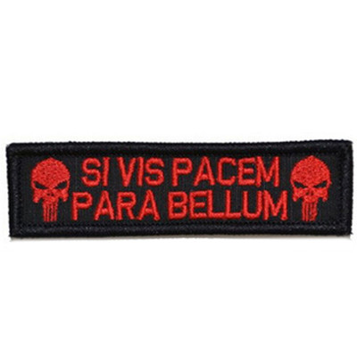 2PCS SI VIS PACEM PARA BELLUM TAB TACTICAL MILITARY EMBROIDERED HOOK ...