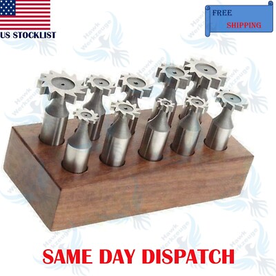 10 PC WOODRUFF KEY CUTTER BIT KEYSEAT KEYSET FOR MILLING MACHINE TOOL ...