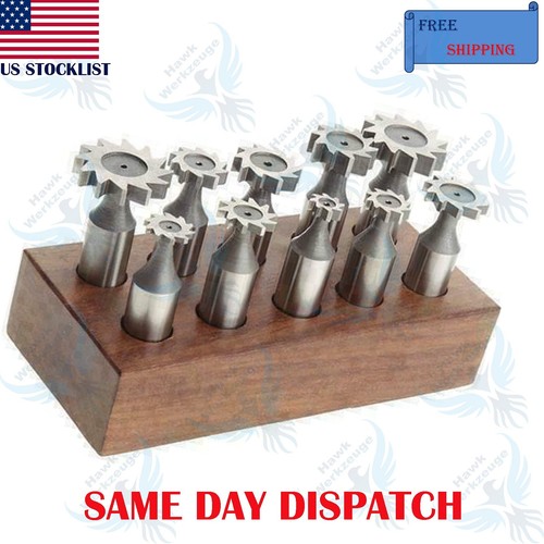 10 PC WOODRUFF KEY CUTTER BIT KEYSEAT KEYSET FOR MILLING MACHINE TOOL ...