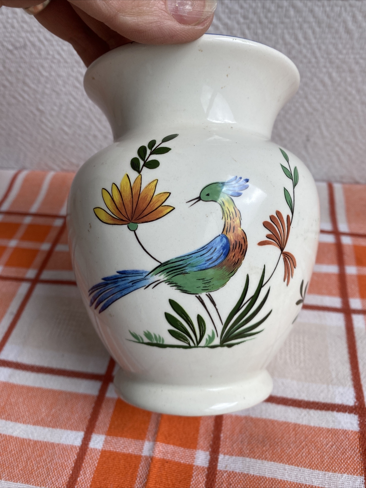 Ancien vase Gien Oiseaux Du Paradis Céramique Décorée France Deco Pot ...