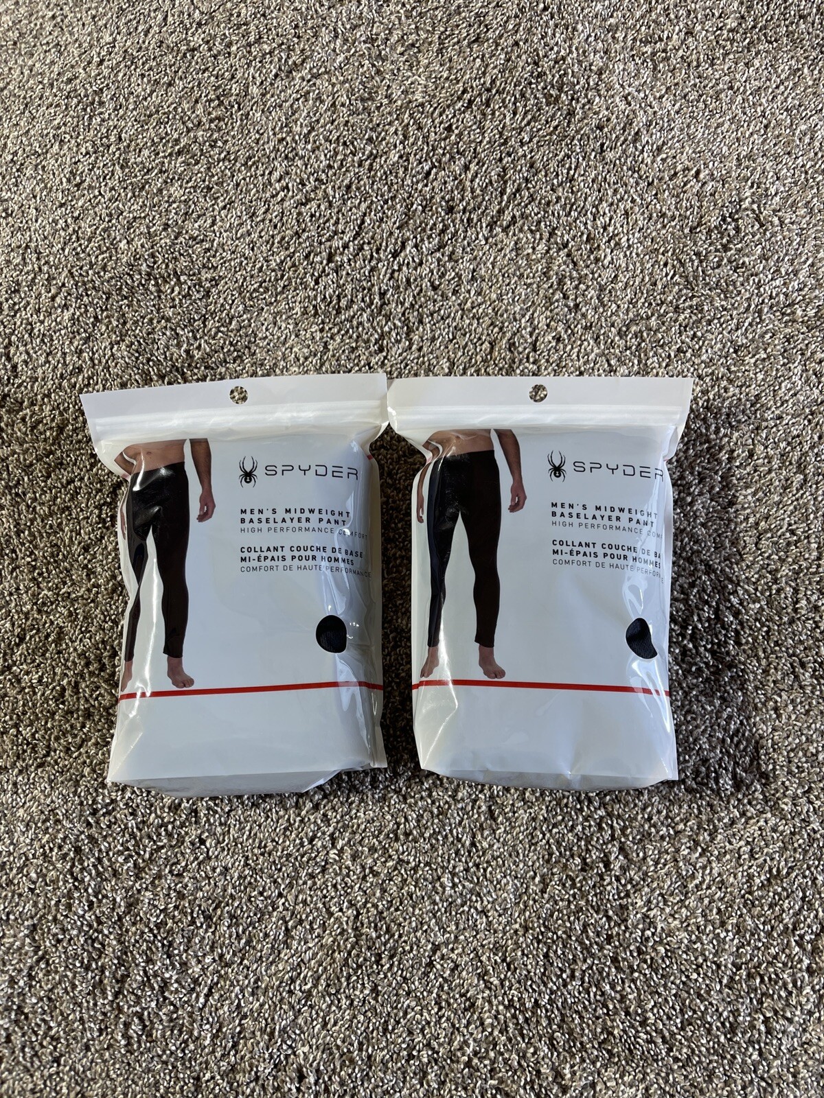 SPYDER Black MIDWEIGHT BASE LAYER Bottoms PANTS Leggings Mens Size XL ...