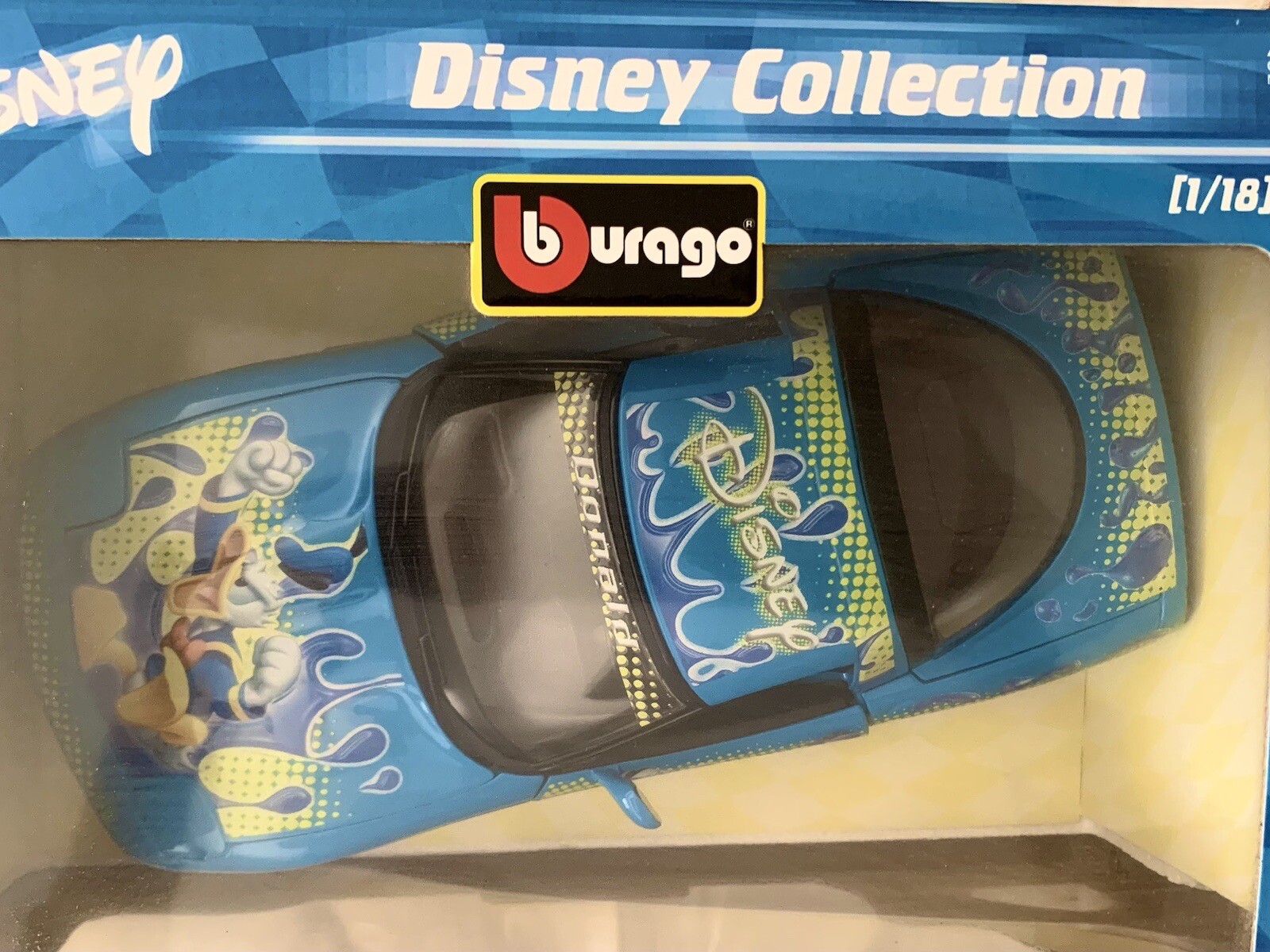 Disney Collection 1:18 BURAGO DIECAST Blue CORVETTE Coup DISNEY DONALD ...