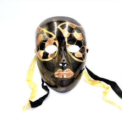 Vintage Solid Brass Black & Gold, Copper "Face Mask" - Made in India ...