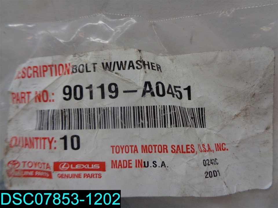 QTY=10: Genuine Toyota Bolt with Washer OE 90119-A0451 | eBay