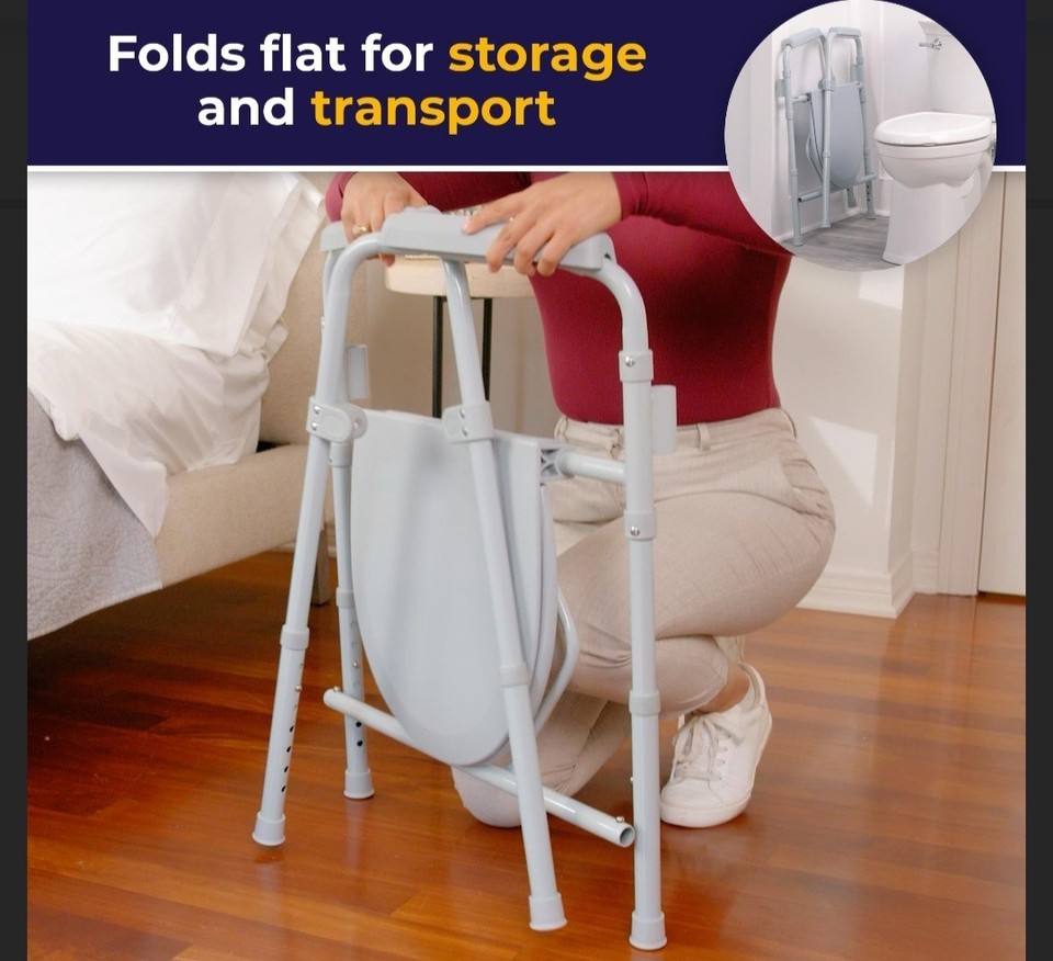 Drive Medical 11148-1 Folding Steel Bedside Commode Chair, Portable ...