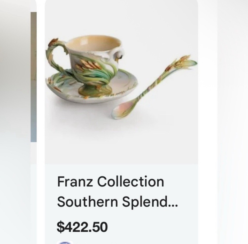 Franz Porcelain Collection Southern Splendor tea cup set Swans Kathy ...