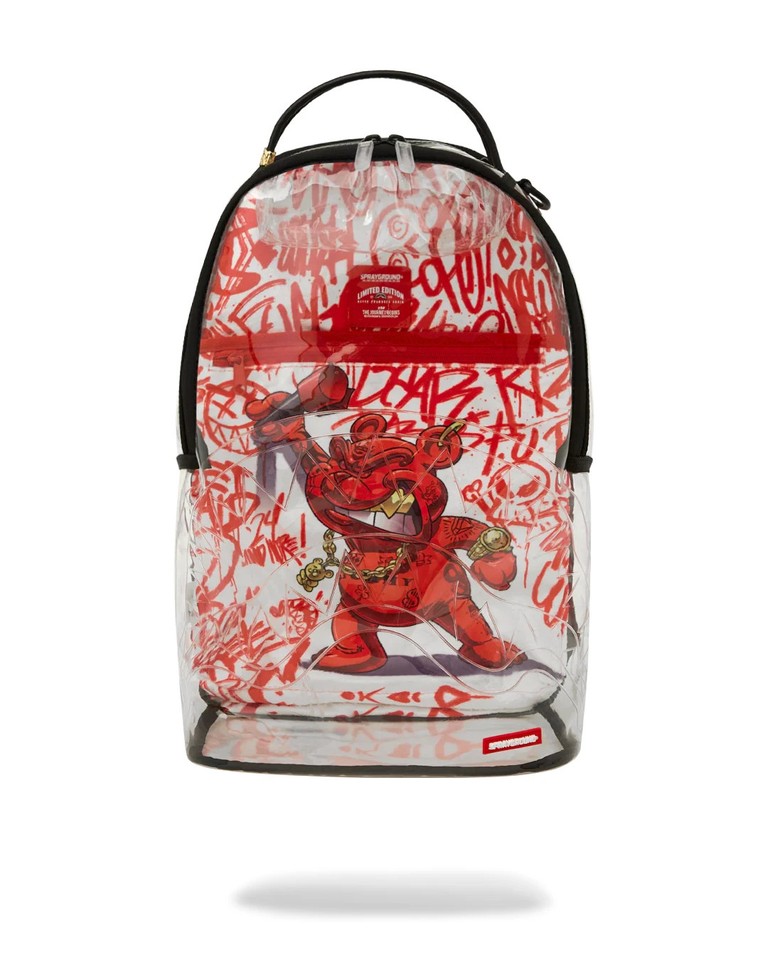 Sprayground Clear Red Bear Backpack🔥New Transparent Bookbag Large ...