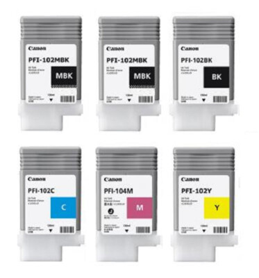 Original Ink Canon iPF655 iPF750 iPF760 iPF765/PFI-102 MBK BK C Y PFI ...