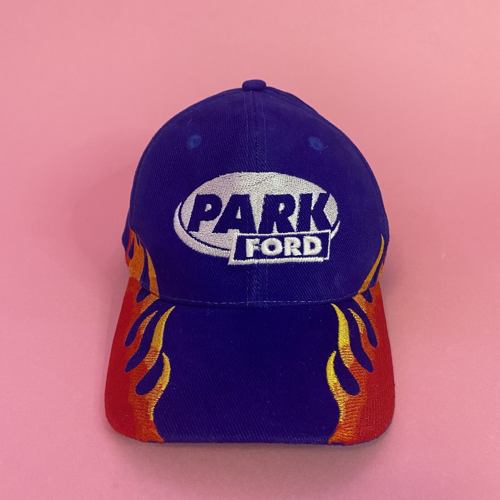 Vintage Nissin Park Ford Racing Blue Flames Fire Hat … - Gem